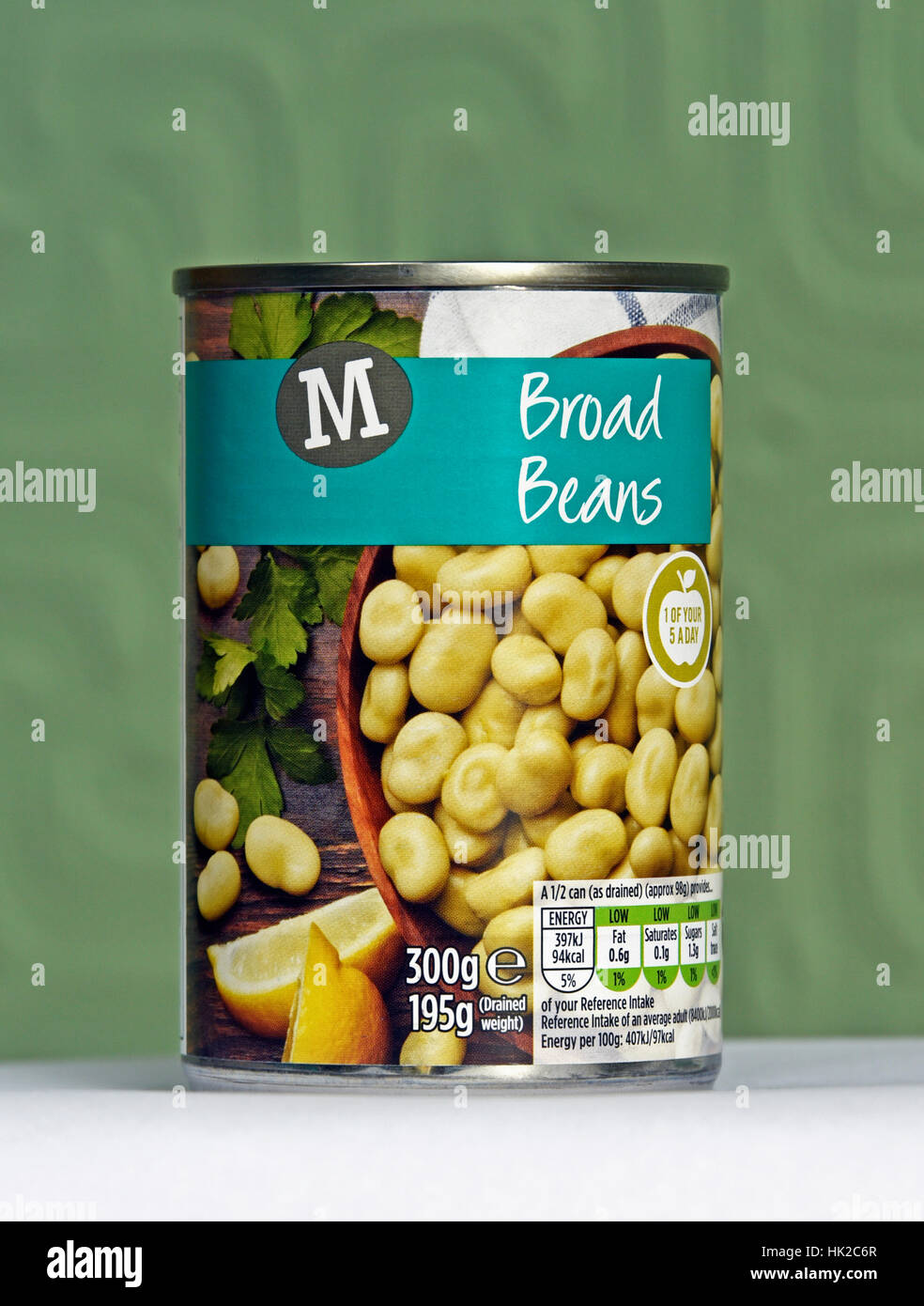 Can of Morrison's Broad Beans Stock Photo - Alamy