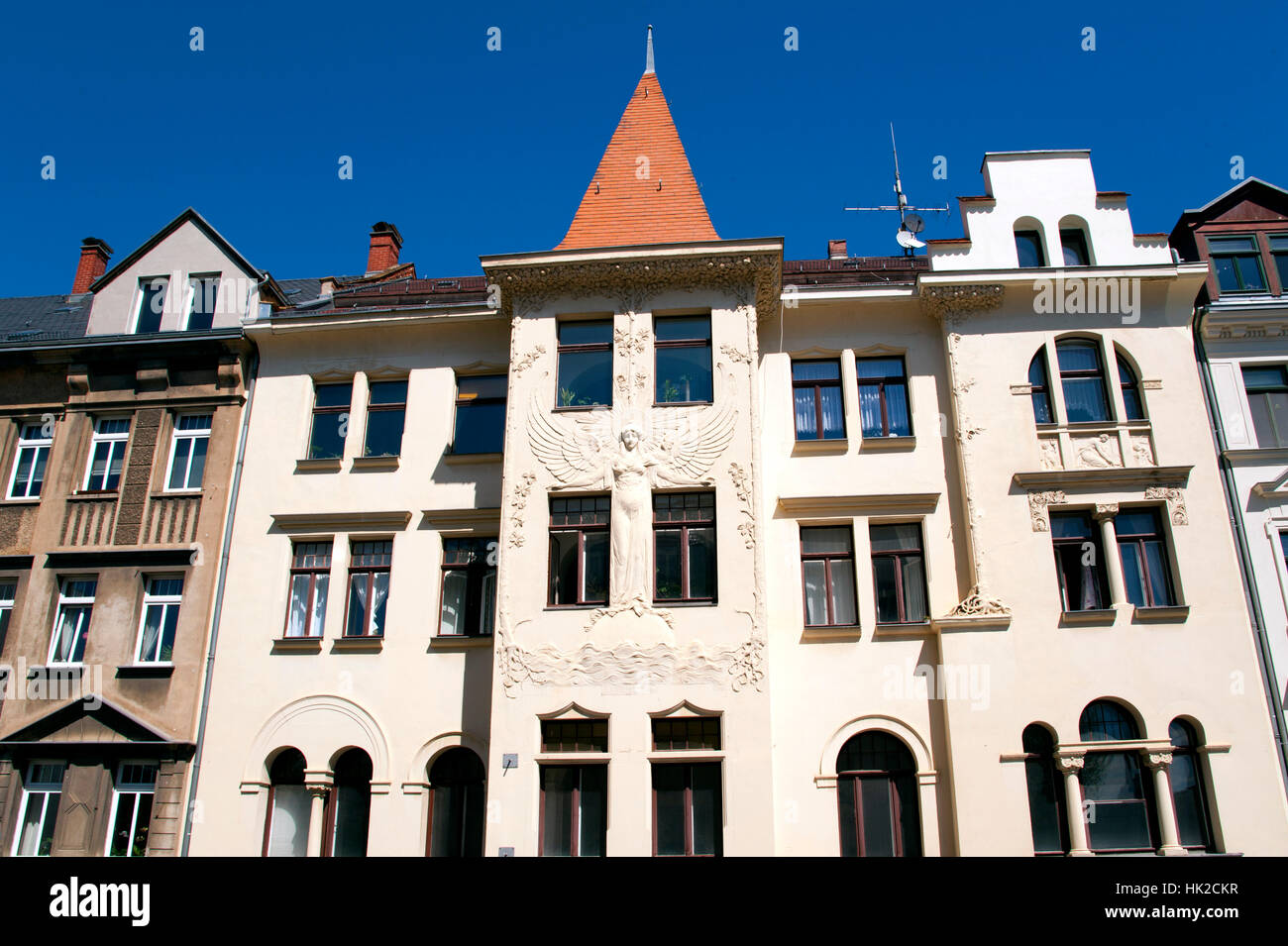 house, building, Leipzig, jugendstil, buildings, house, building, tower ...