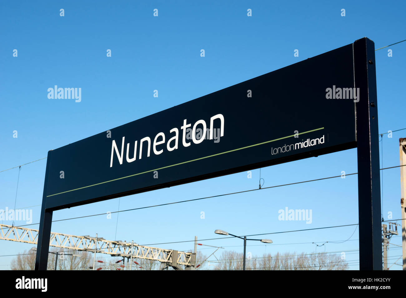 Nuneaton railway station sign, Warwickshire, England, UK Stock Photo ...