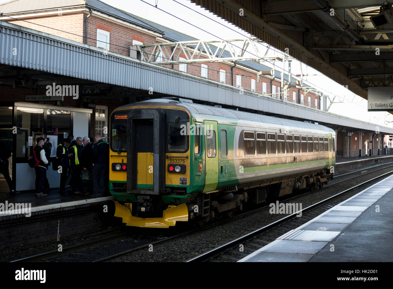 London Midland class 153 diesel train at Nuneaton railway station ...