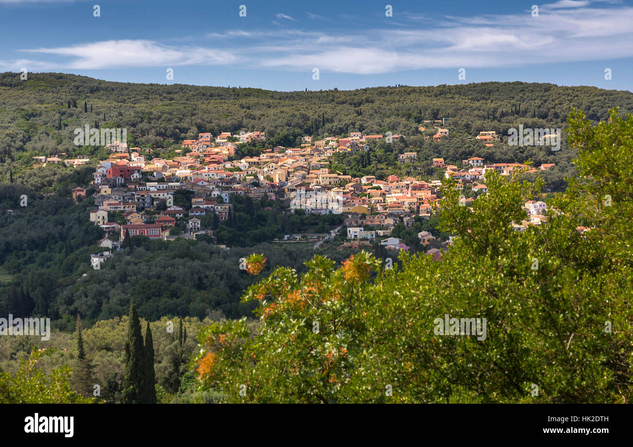 the mountain village of liapades,corfu,greece Stock Photo - Alamy