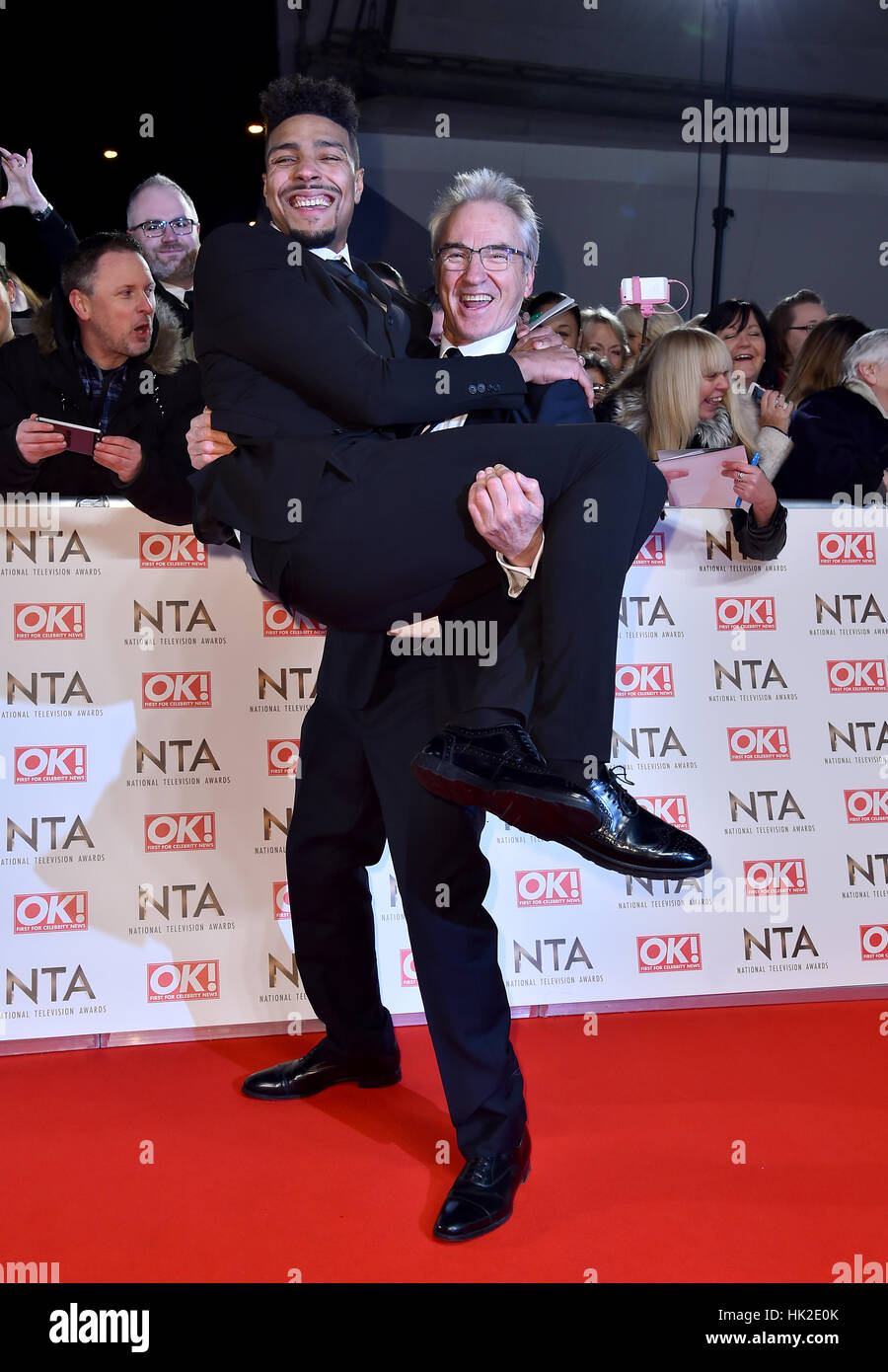Jordan Banjo and Larry Lamb attending the National Television Awards ...
