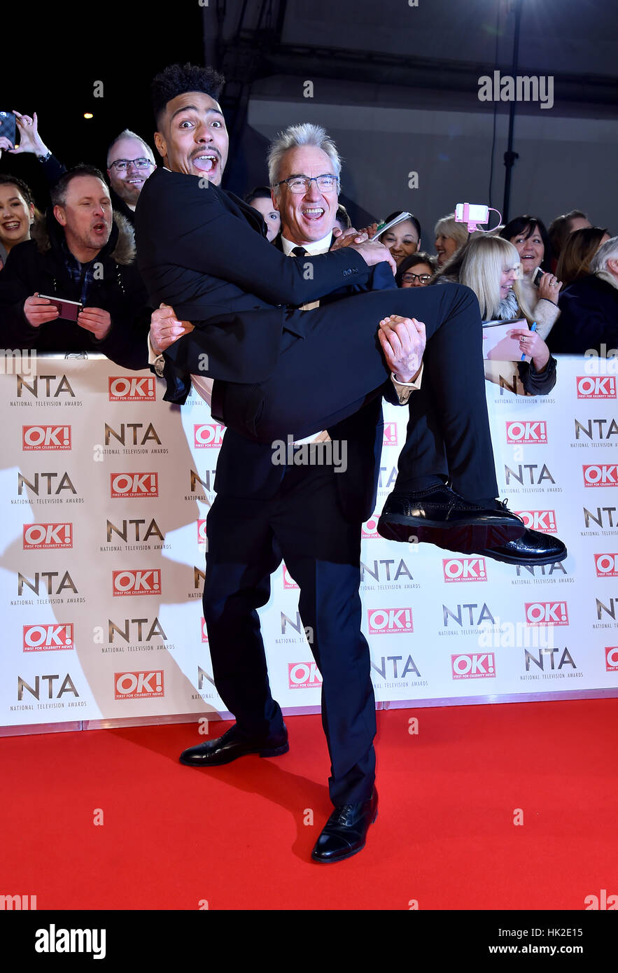 Jordan Banjo and Larry Lamb attending the National Television Awards ...