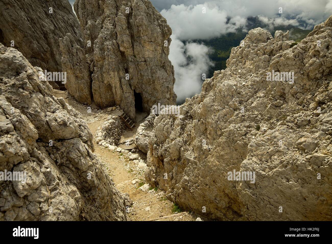 cave, dolomites, rock, Canyon, cliff, rocky, mountain, italy, stairs ...