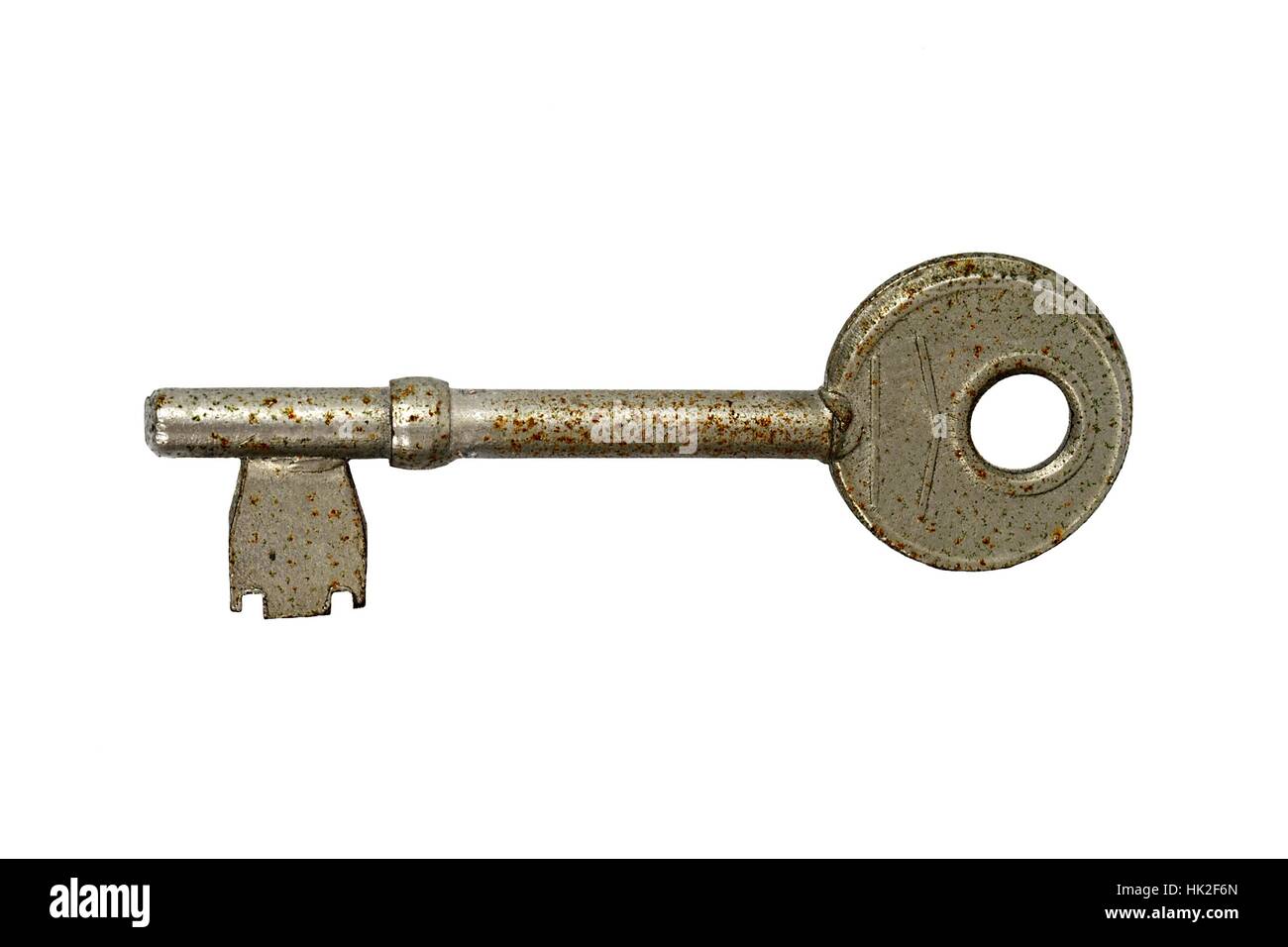 Small rusty key isolated on white background Stock Photo - Alamy