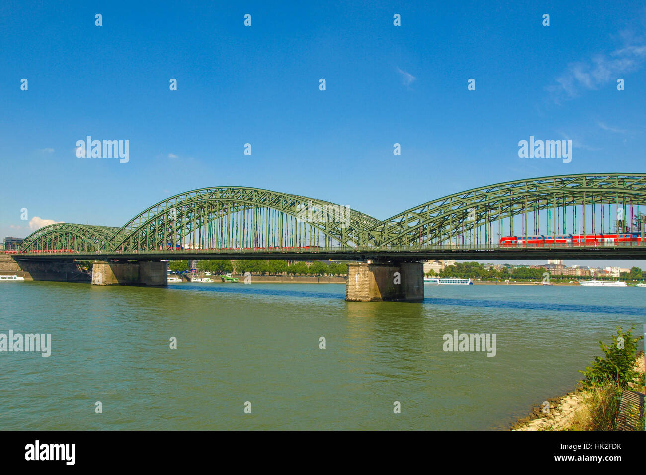 bridge, rhine, waves, steel, germany, german federal republic, river ...