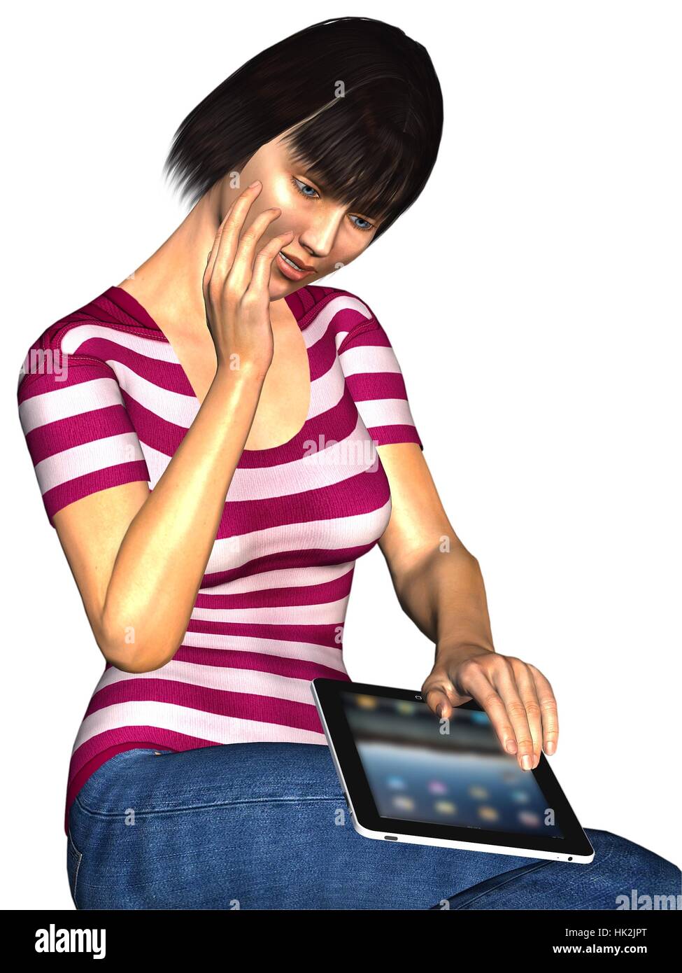 attractive model sent email with the tray-pc Stock Photo - Alamy