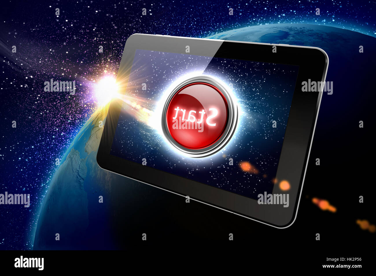 Great tablet with a beautiful Start button on the starry night sky ...