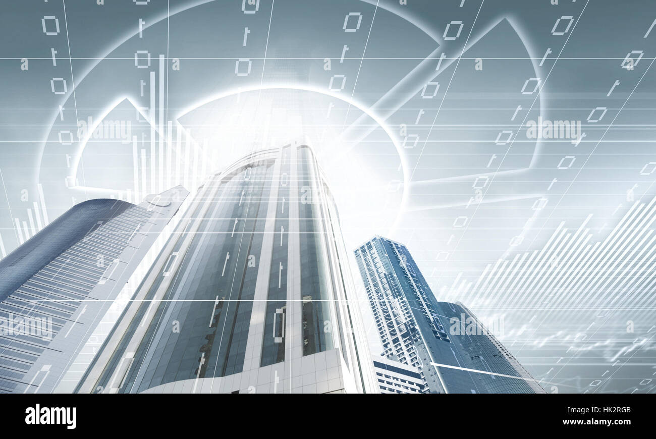Digital image of bottom view of tall skyscraper Stock Photo - Alamy