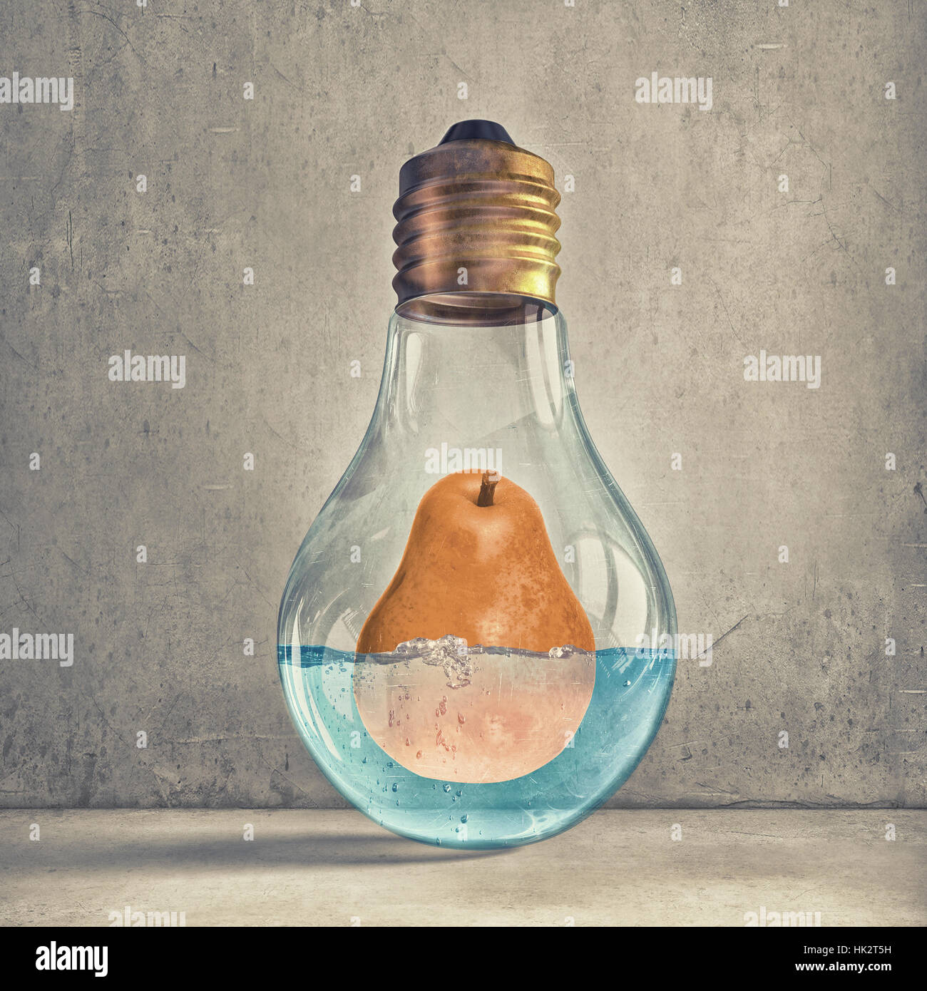 Glass light bulb and pear in water inside hi-res stock photography and ...