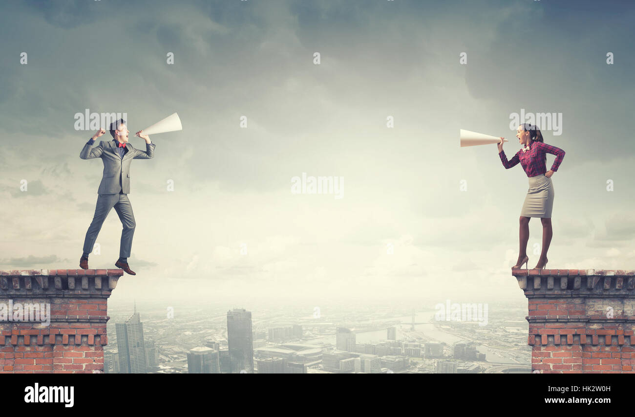 Two young people yelling other hi-res stock photography and images - Alamy