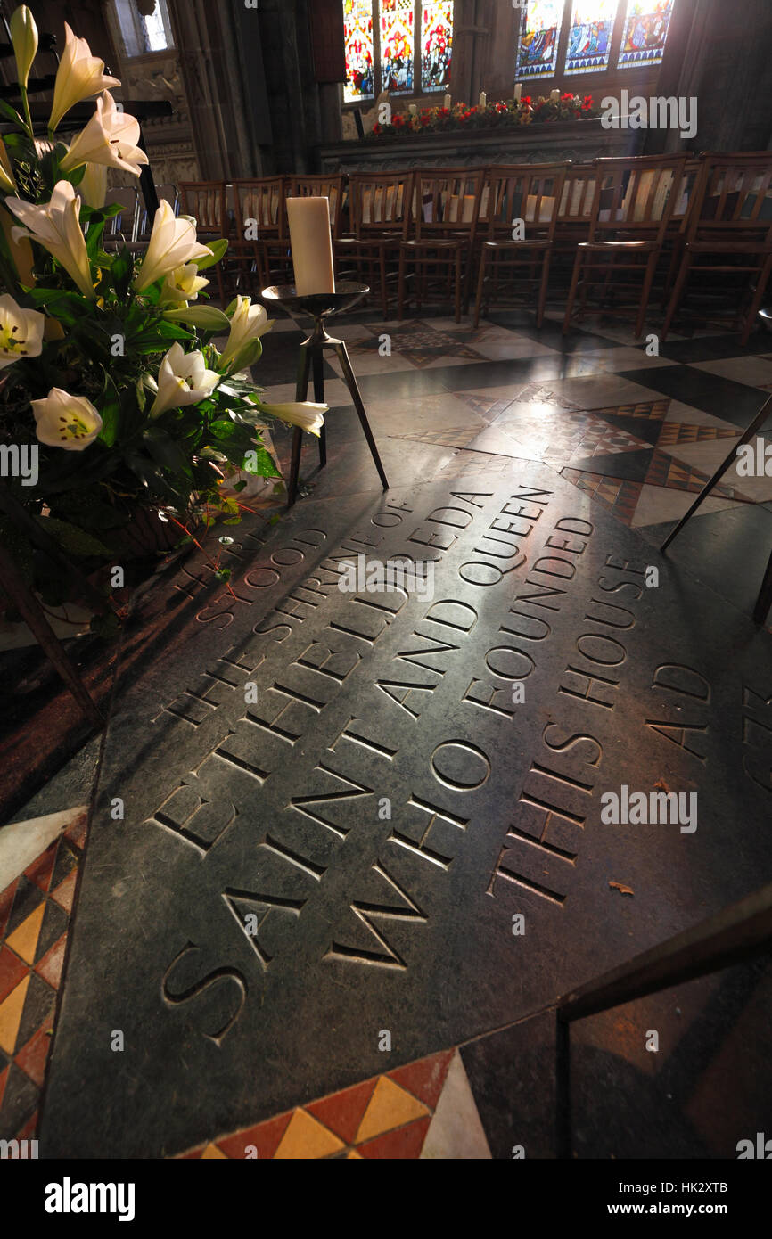 The stone which makes the site of the shrine of Saint Etheldreda in Ely ...