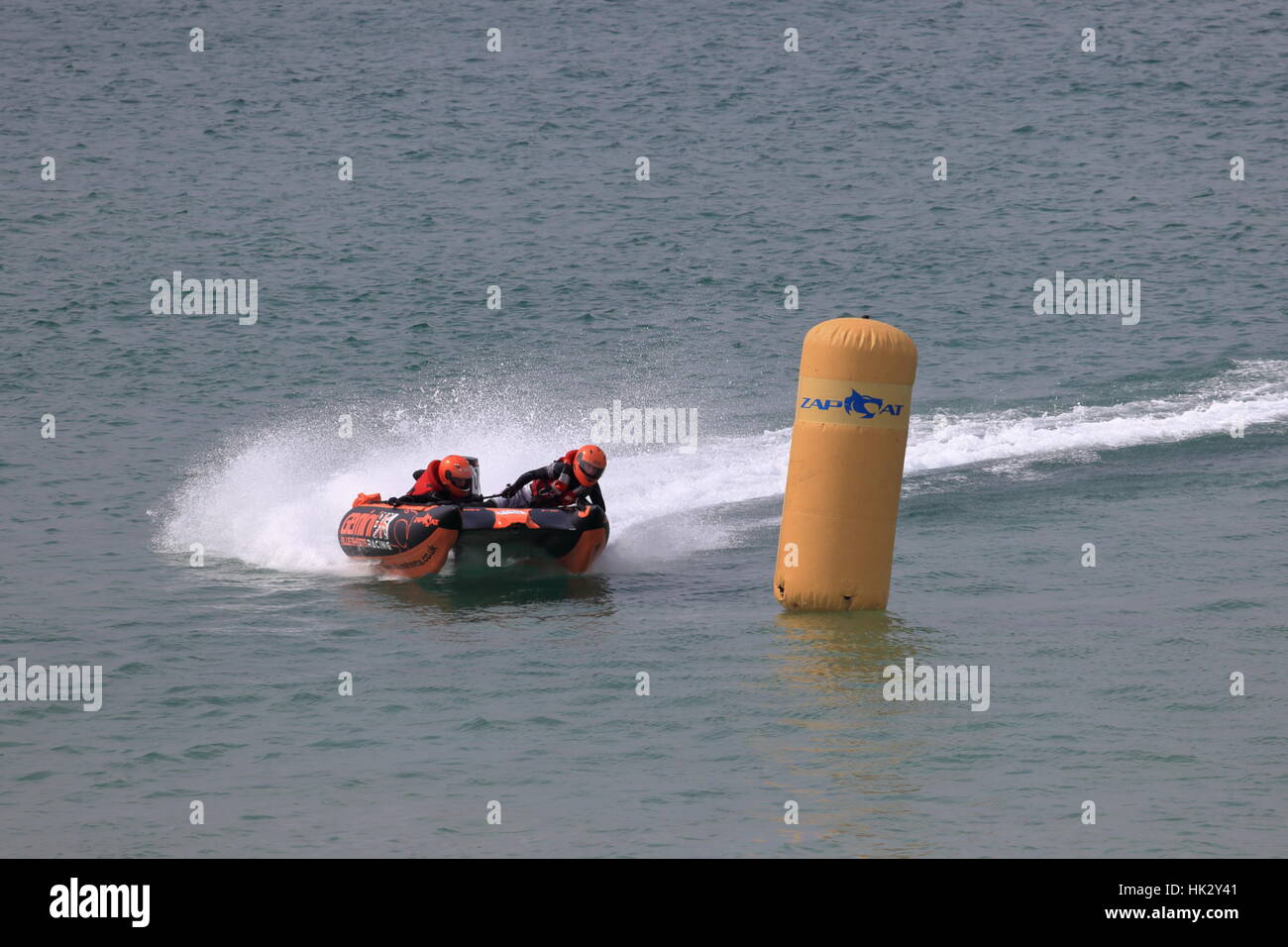 Zapcat offshore RIB circuit racing at Fistral Beach Newquay Cornwall UK ...