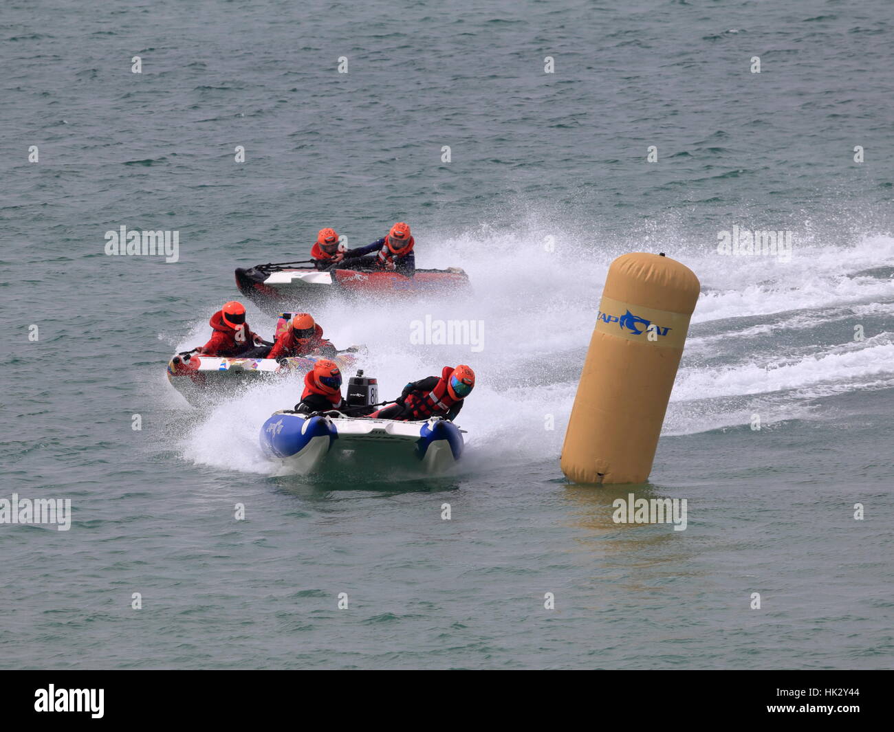 Zapcat offshore RIB circuit racing at Fistral Beach Newquay Cornwall UK ...