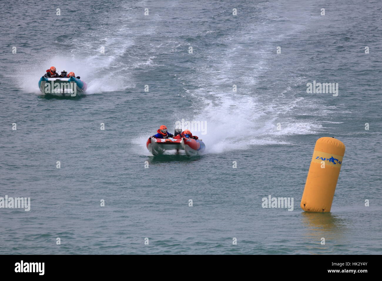 Zapcat offshore RIB circuit racing at Fistral Beach Newquay Cornwall UK ...