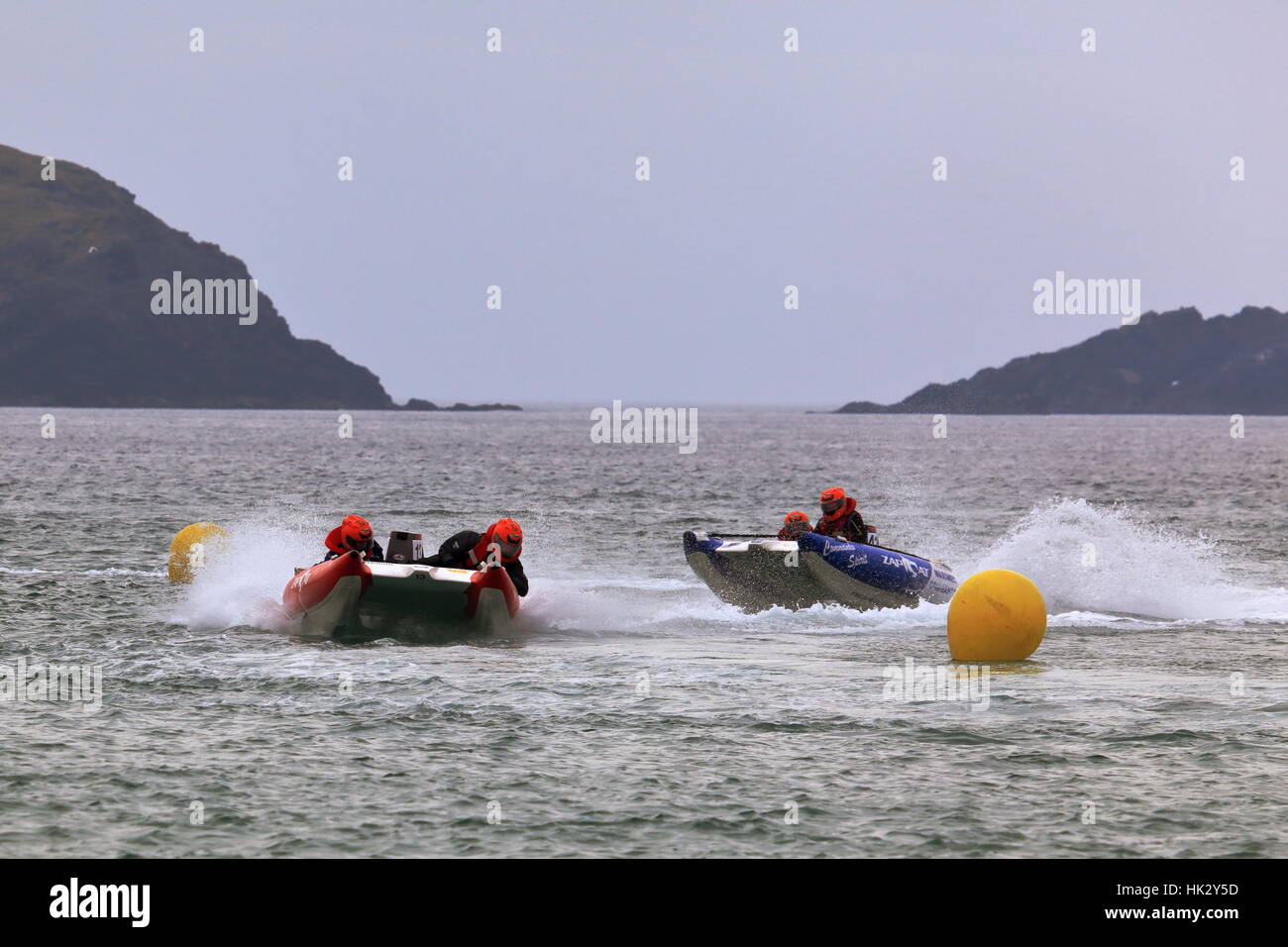 Zapcat offshore RIB circuit racing at Fistral Beach Newquay Cornwall UK ...