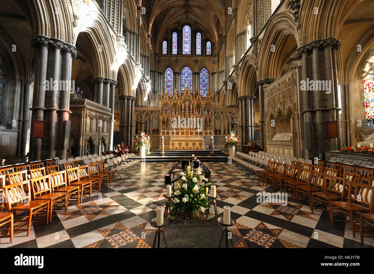 The Presbytery at Ely cathedral, with the altar and which was built to ...