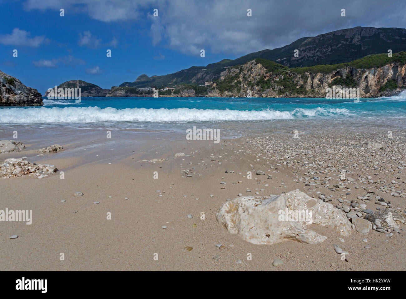 greece, beach, seaside, the beach, seashore, sandy beach, corfu, blue ...