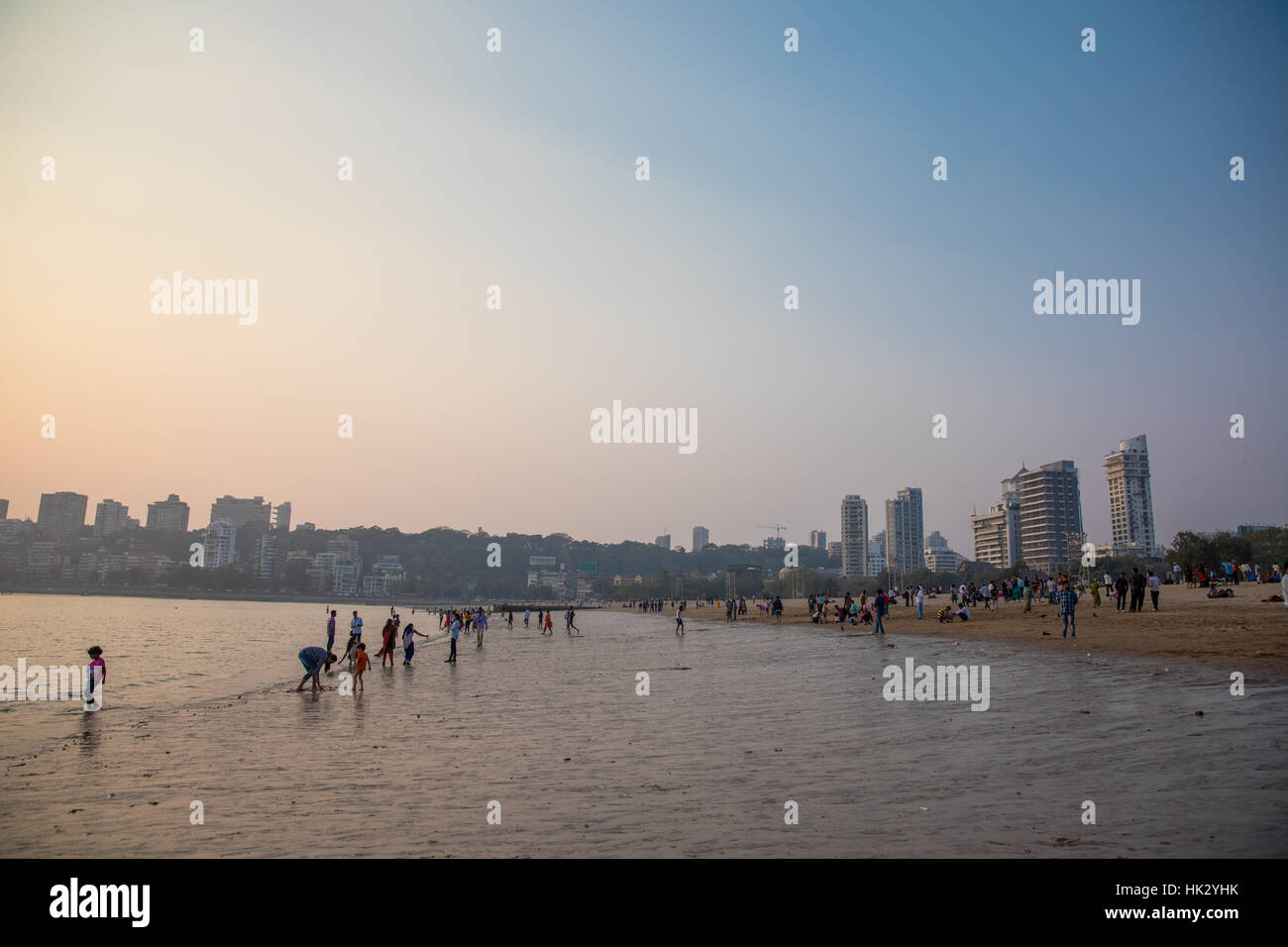Sunset over Chowpaty Beach in Mumbai (Bombay), the city's most iconic ...