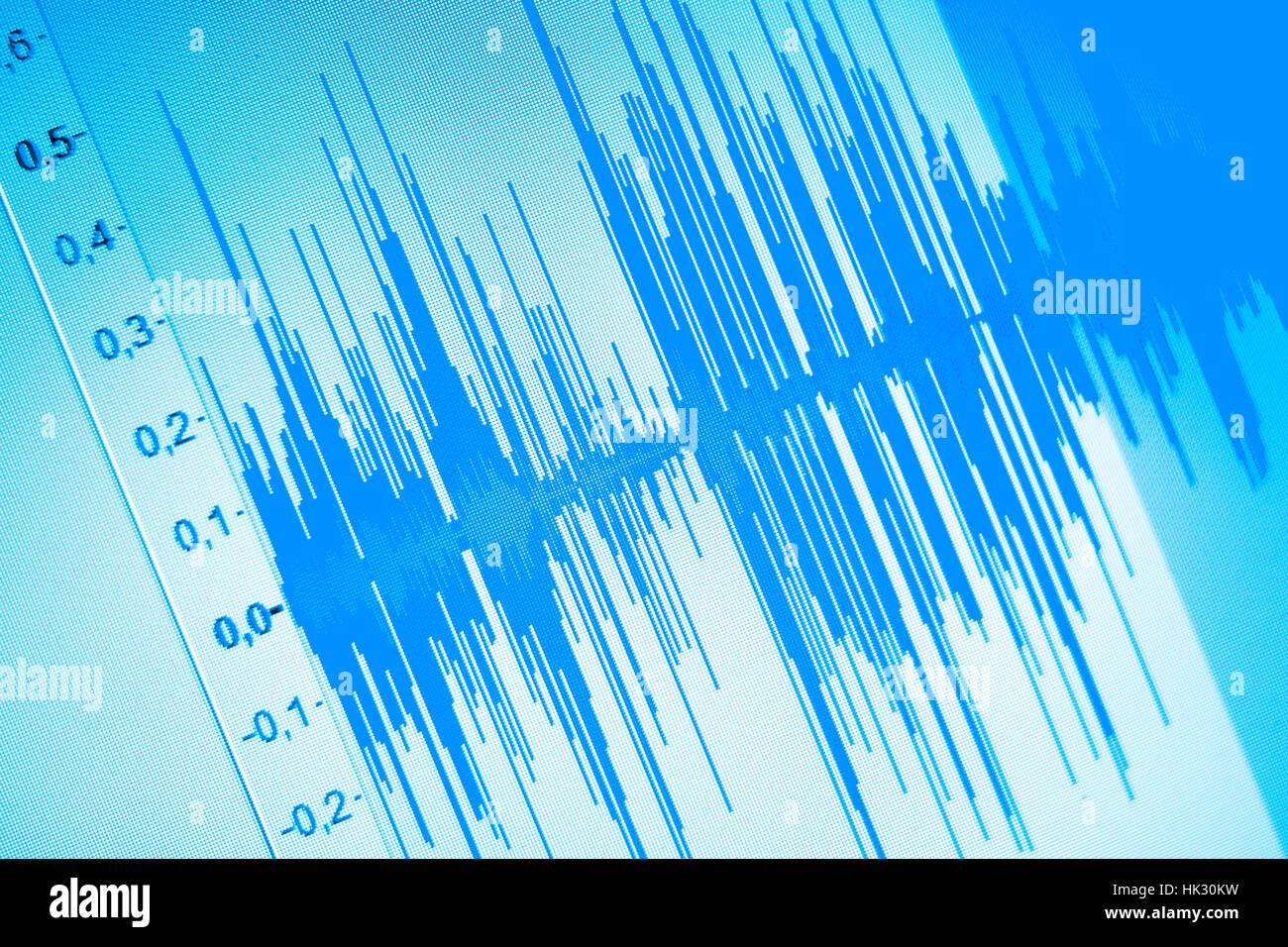 Sound recording studio audio wave on computer screen in professional ...