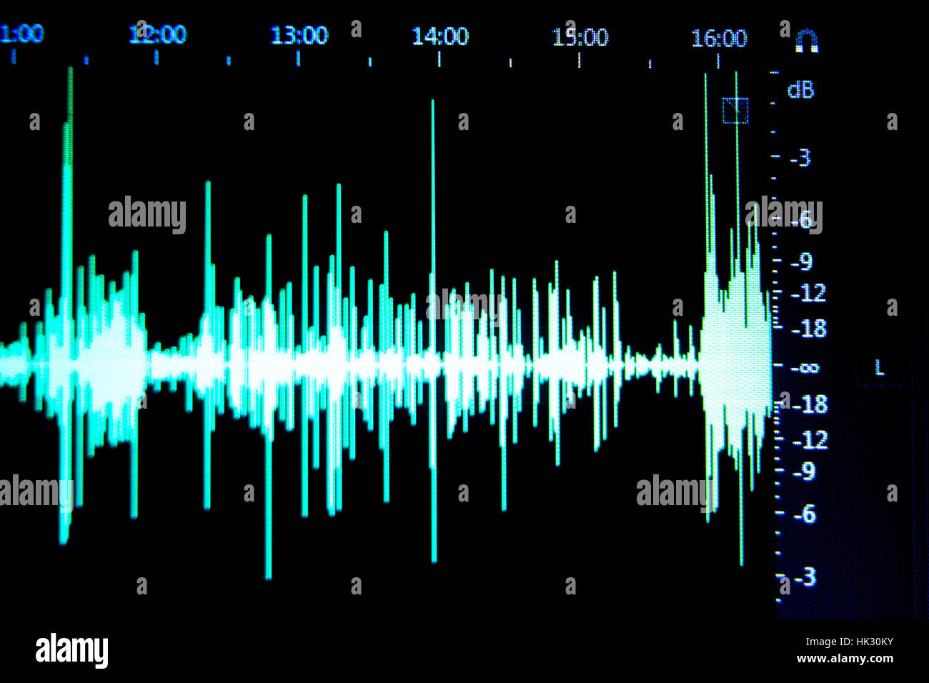 Sound recording studio audio wave on computer screen in professional ...