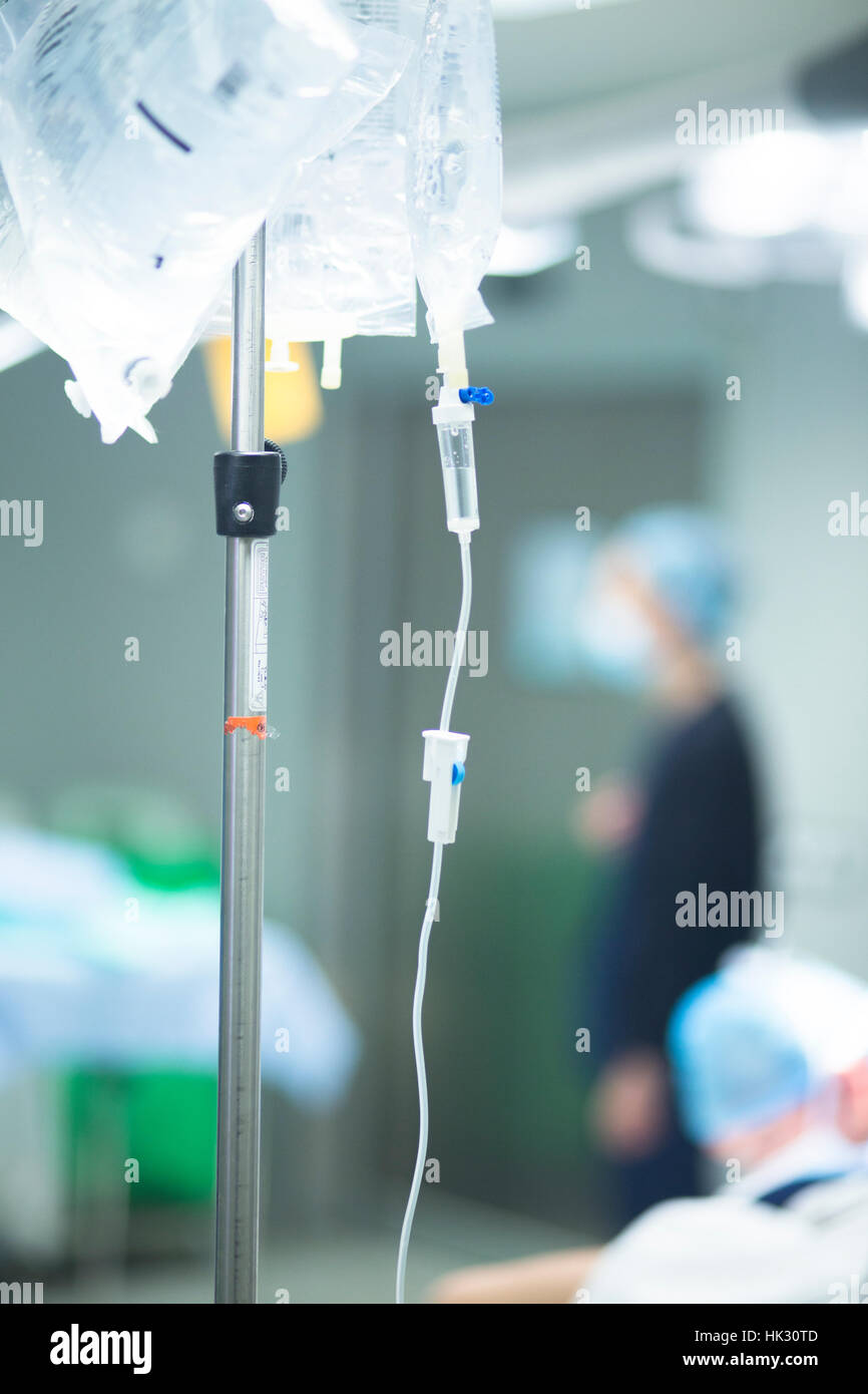 Hospital surgery medical drip in emergency room operating theater ward ...