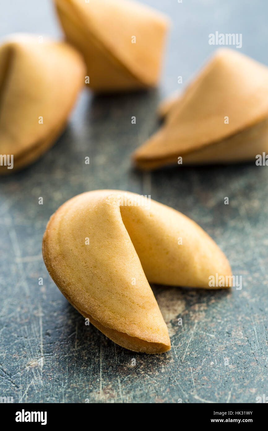 The fortune cookies on old table Stock Photo - Alamy