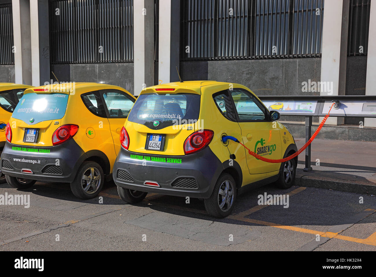 Italy, city of Milan, electric car sharing service, electric cars, e ...
