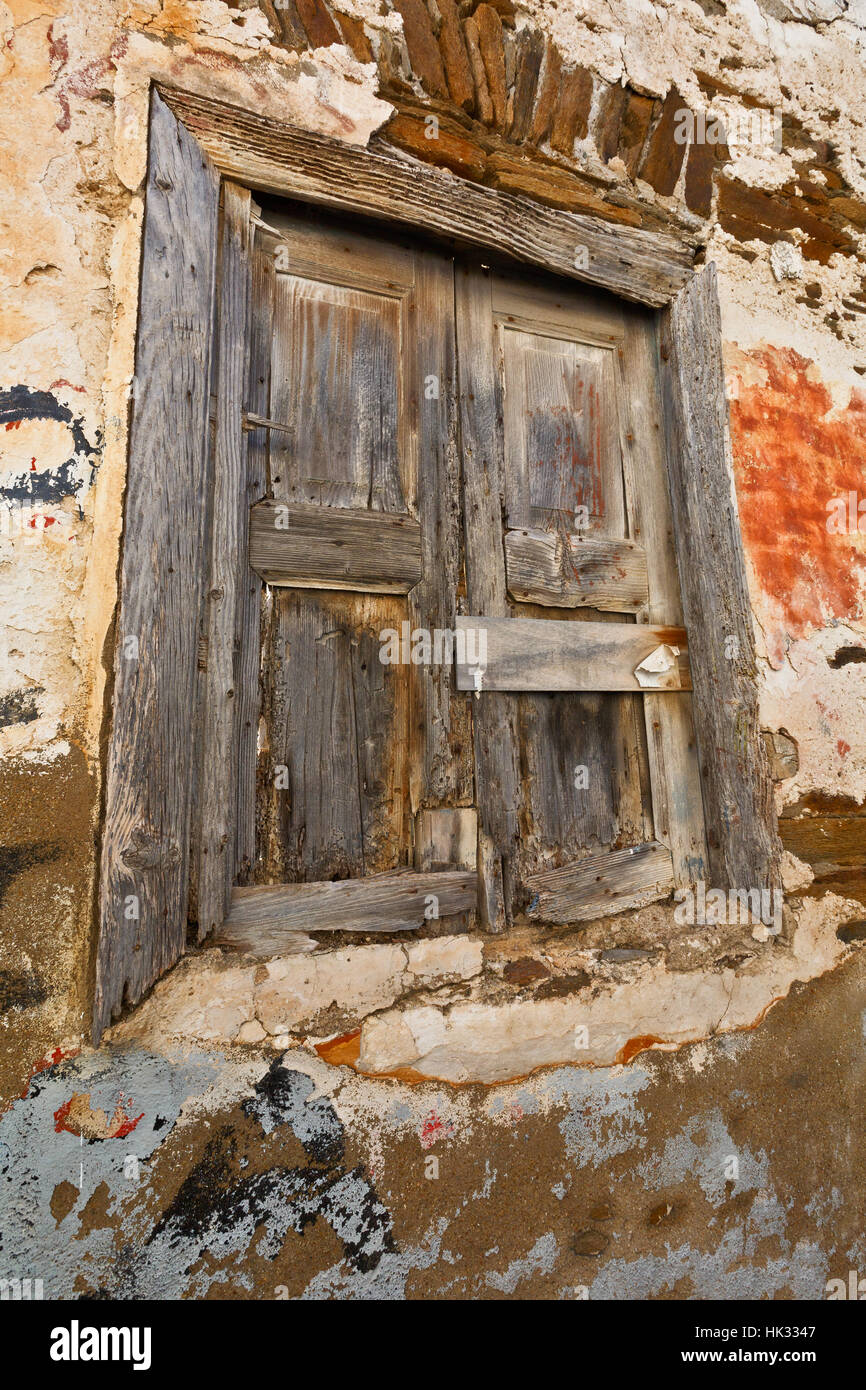 Window of an old house in the Chora village of Ios island in Greece ...