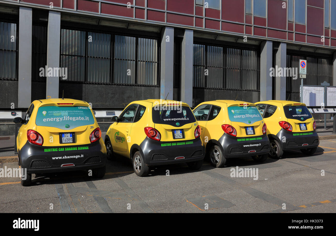 Italy, city of Milan, electric car sharing service, electric cars, e ...