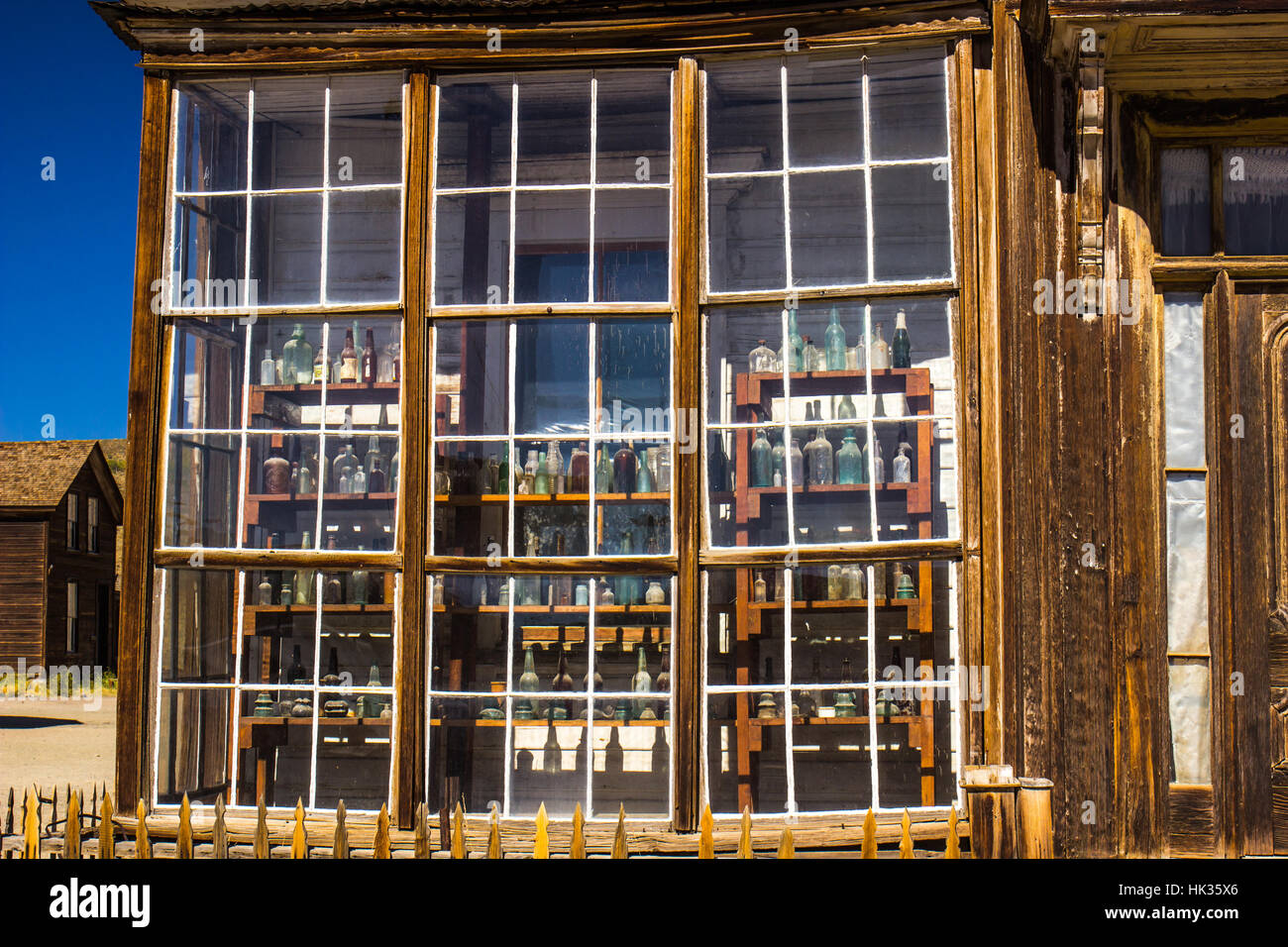 Store Front With Bottles In California Ghost Town Stock Photo - Alamy