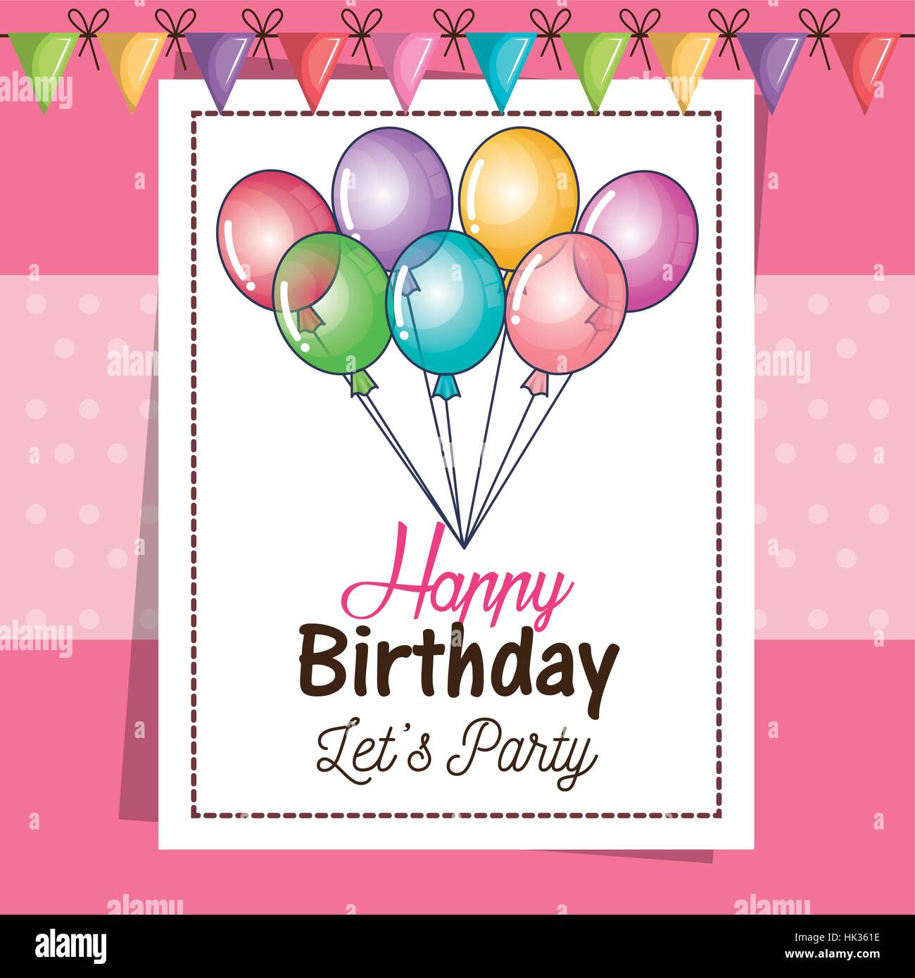 happy birthday party invitation with balloons air vector illustration ...