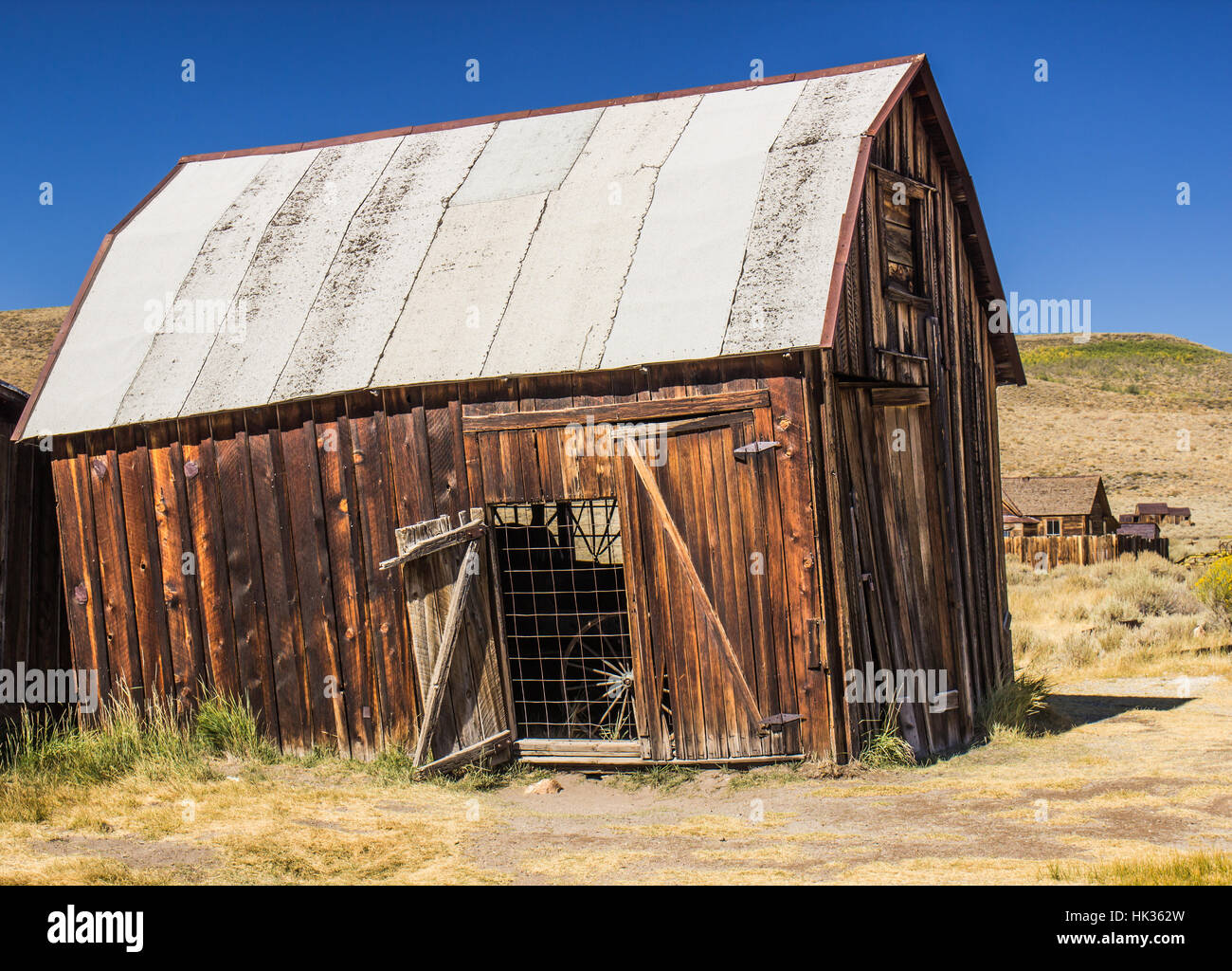 Leaning Barn Building In California Ghost Town Stock Photo - Alamy
