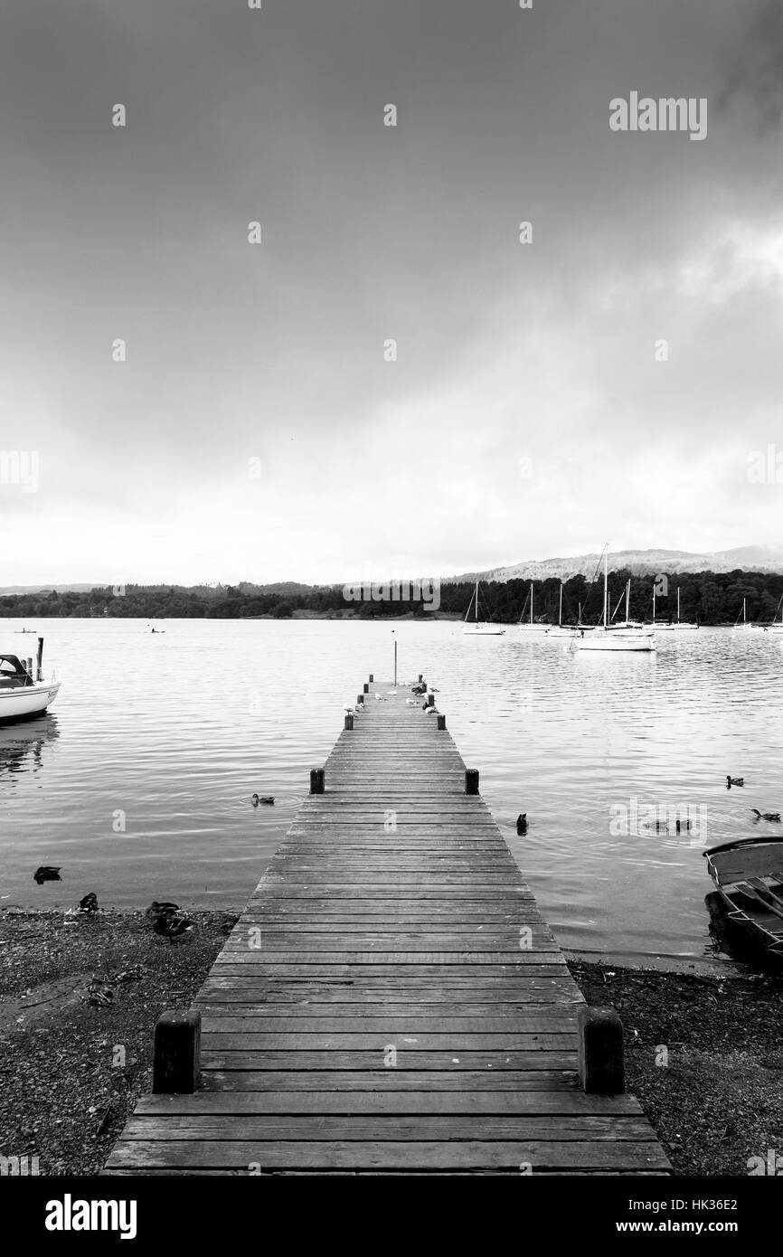 Lake district jetty Black and White Stock Photos & Images - Alamy