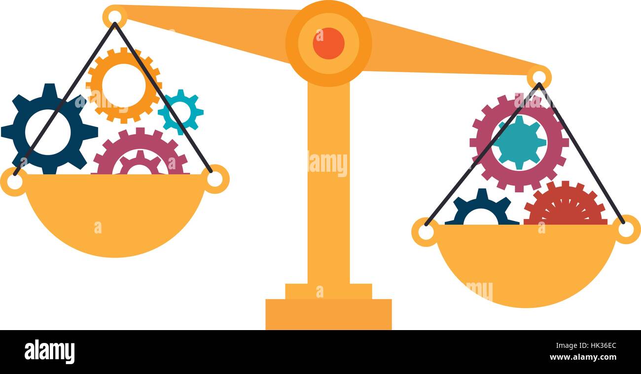 balance scale with gears vector illustration design Stock Vector Image ...