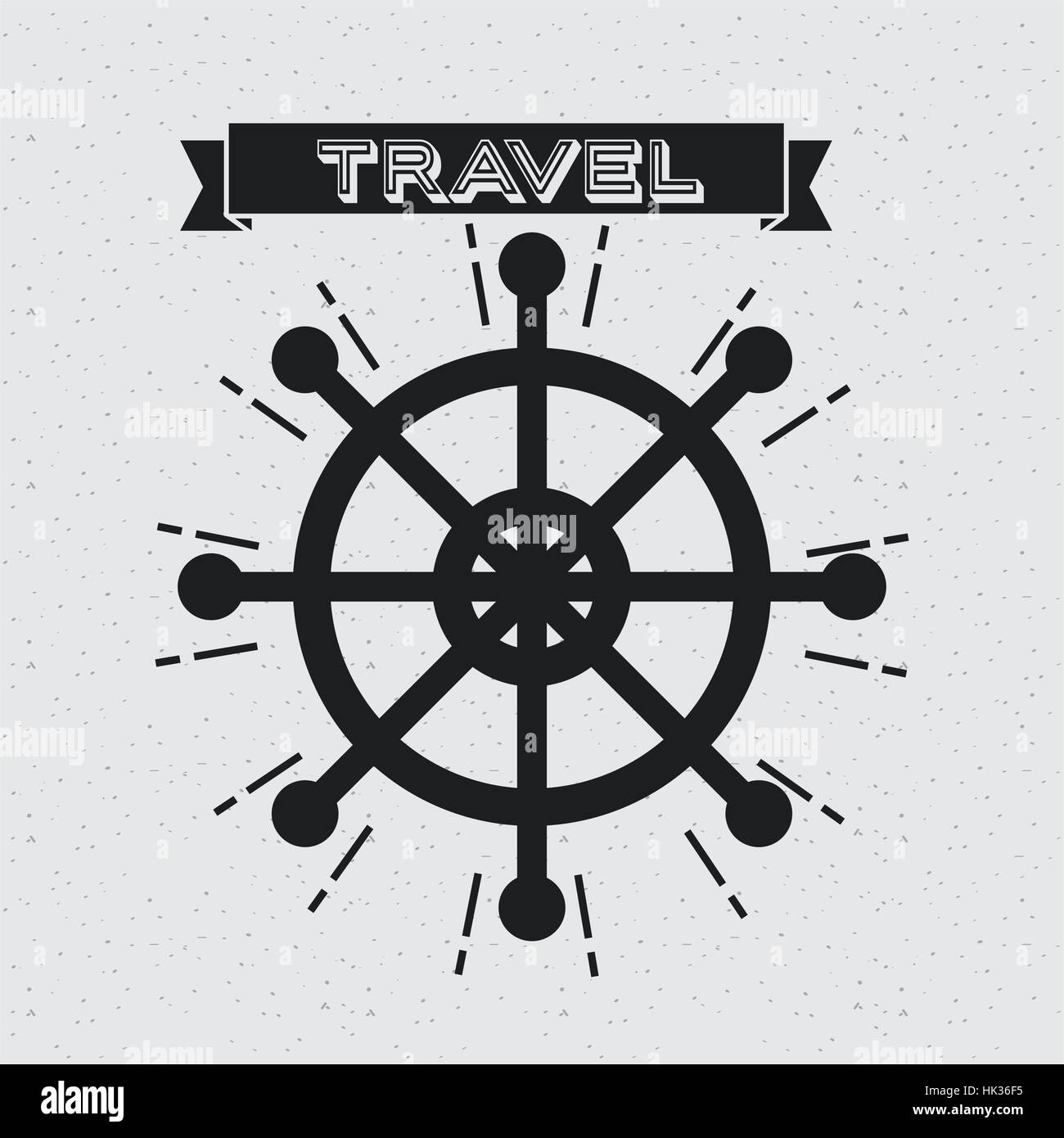 wanderlust card with rudder icon. black and white design. vector ...