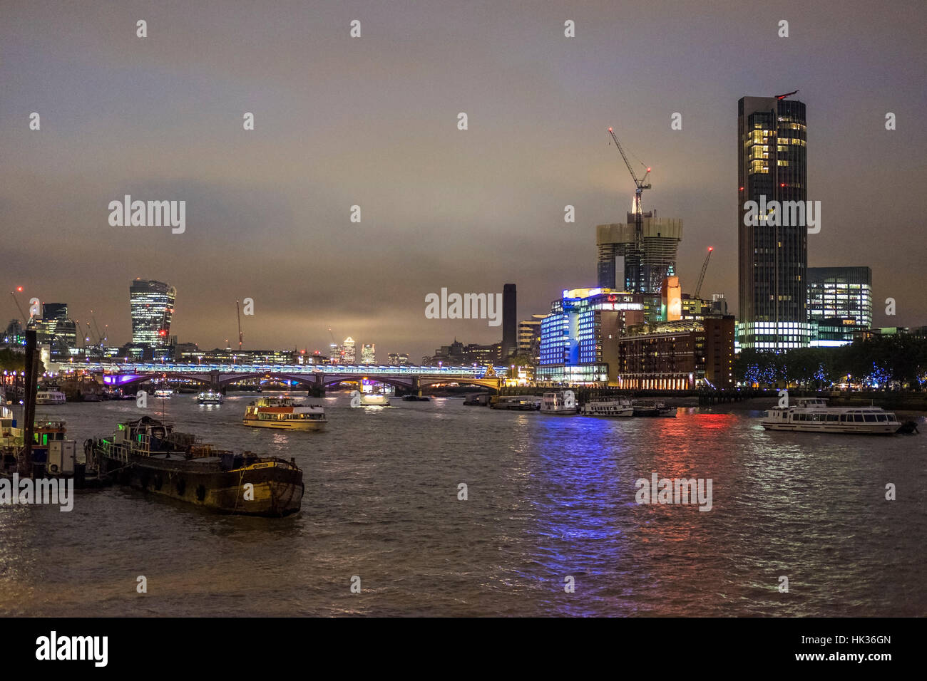 River Thames at Night Stock Photo - Alamy
