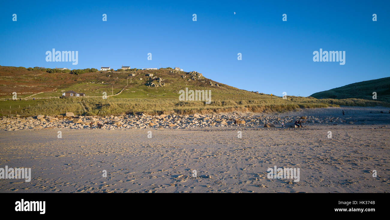 Sandy beach and cliffs, Sennen Cove, Cornwall, UK Stock Photo - Alamy