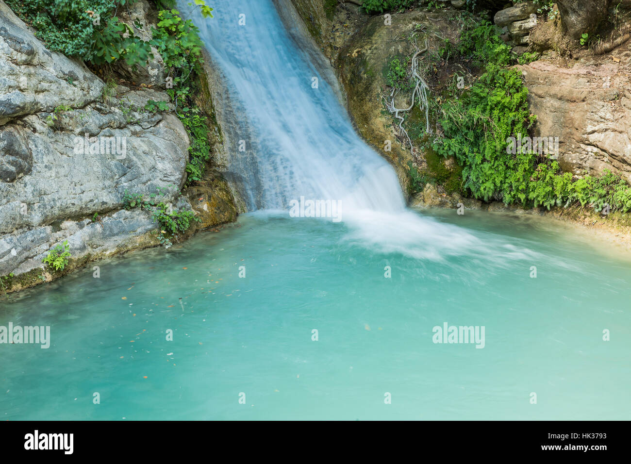 Neda Waterfalls among the rocks and forest, Greece Stock Photo - Alamy