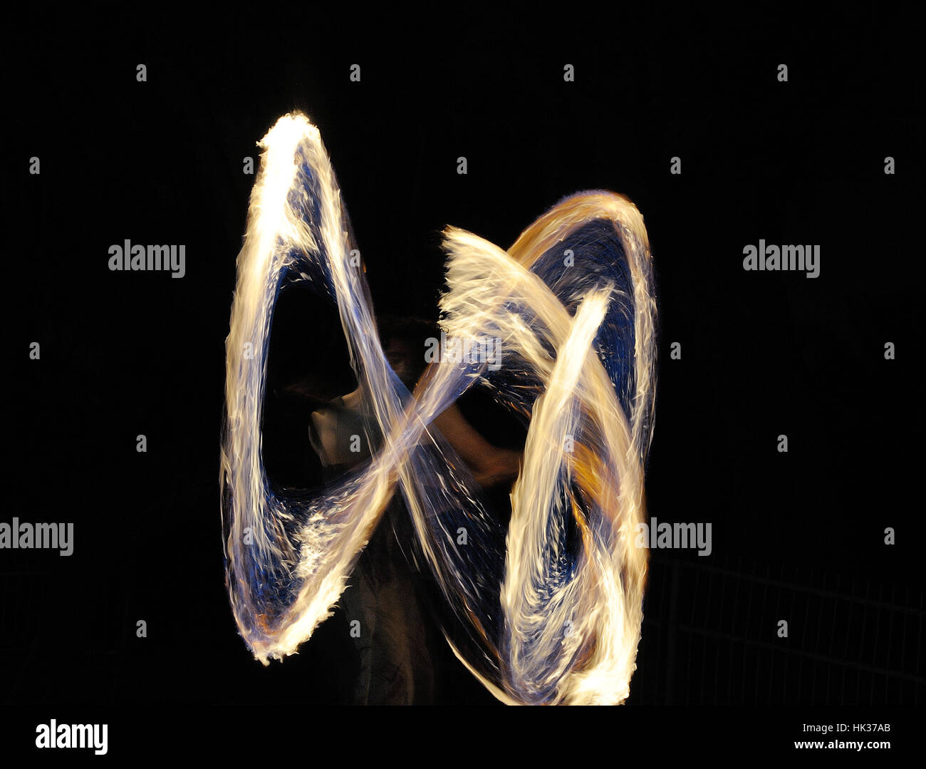 fire tracks on a long exposure during the fire show Stock Photo - Alamy