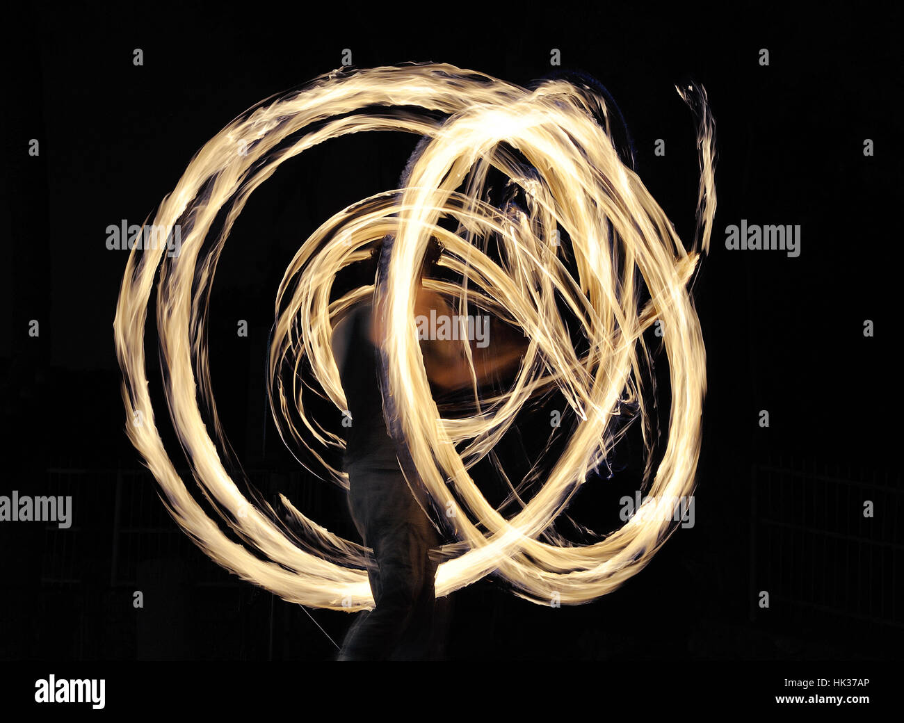 fire tracks on a long exposure during the fire show Stock Photo - Alamy
