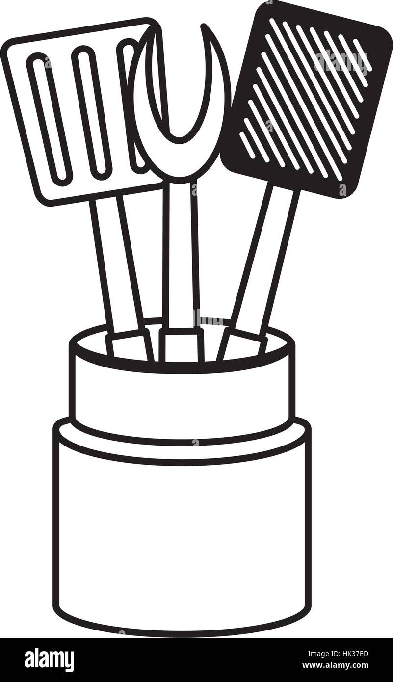 set utensil kitchen container outline vector illustration eps 10 Stock ...