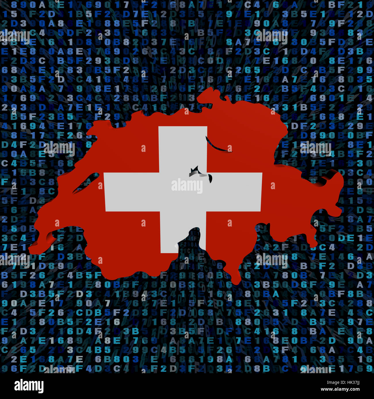 Switzerland map flag on hex code illustration Stock Photo - Alamy