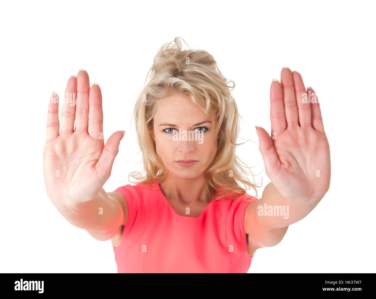 young woman showing stop Stock Photo - Alamy