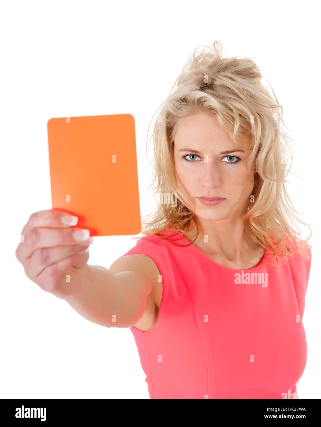 Female football referee showing red hi-res stock photography and images ...