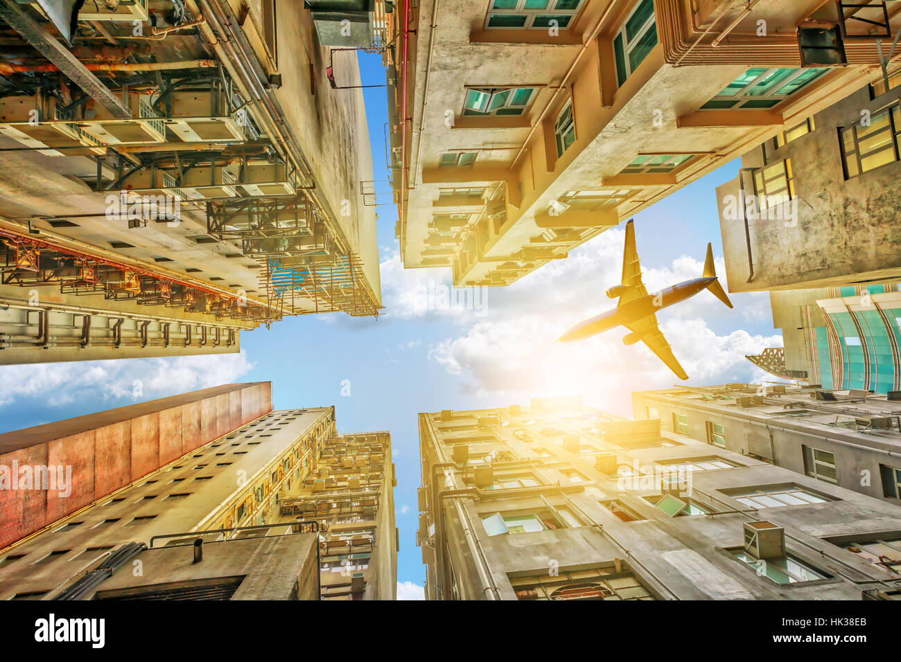 Airplane at sunset Stock Photo - Alamy