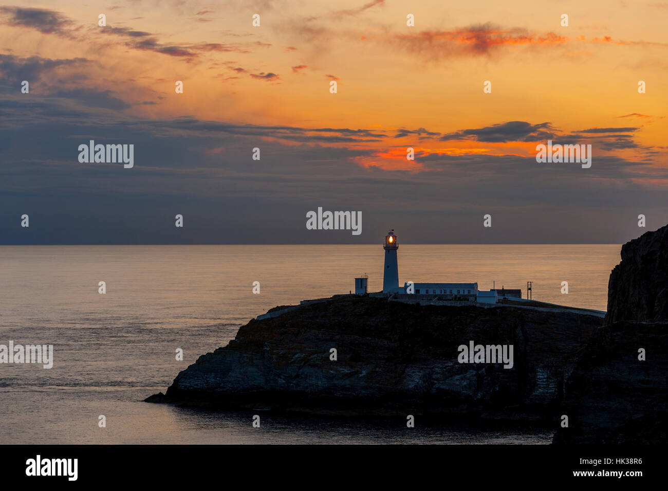 South Stack lighthouse on Holy Isle on trhe northwest tip of Anglesey ...