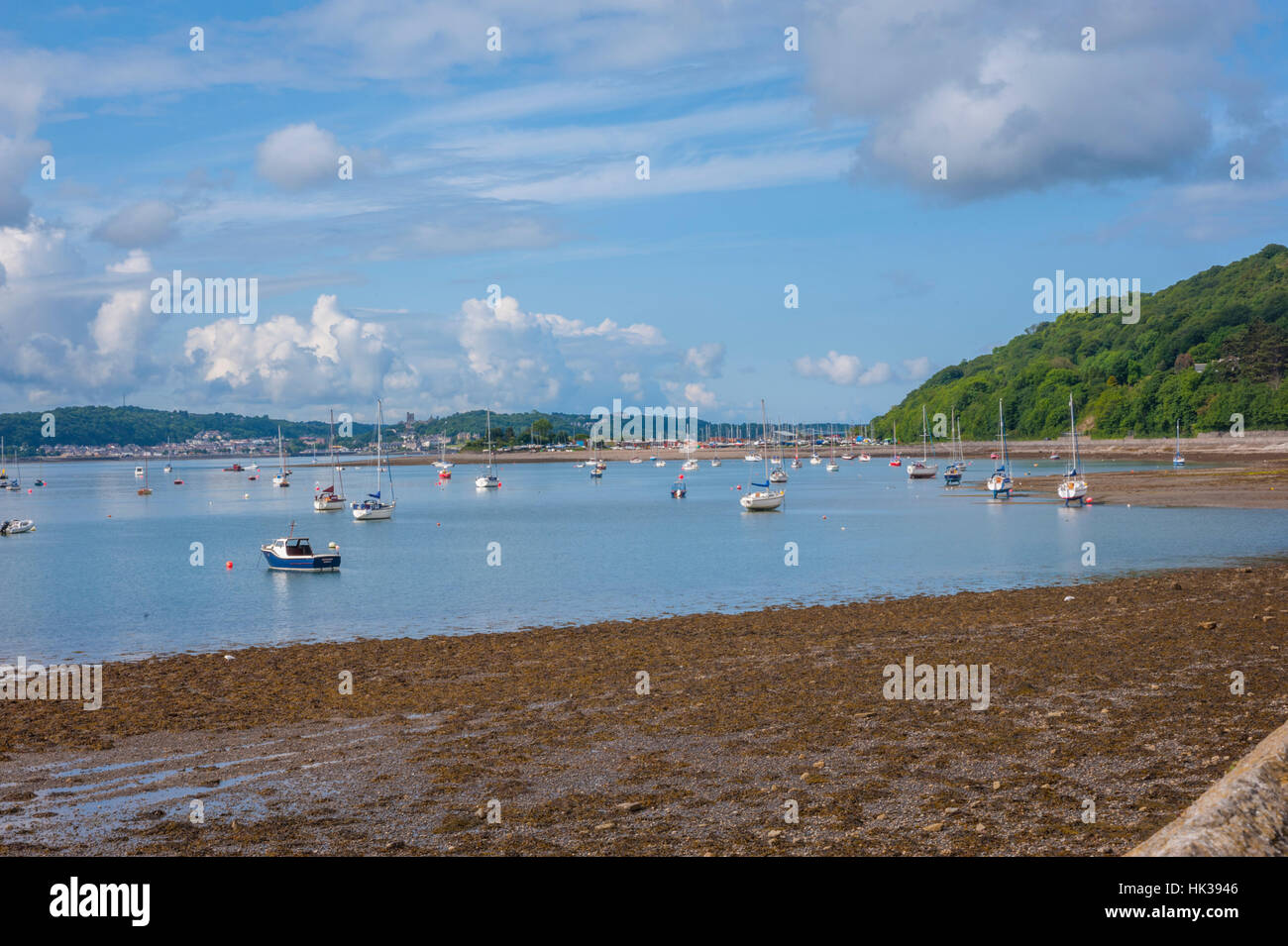 Looking across the Menai straits a half tide, from Beamaris towards ...
