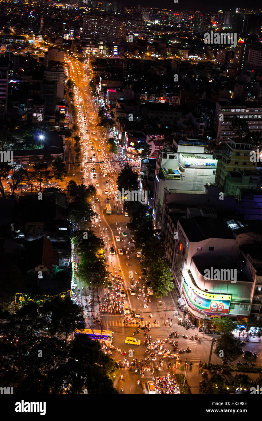 Bird's-eye view of Saigon at night Stock Photo - Alamy