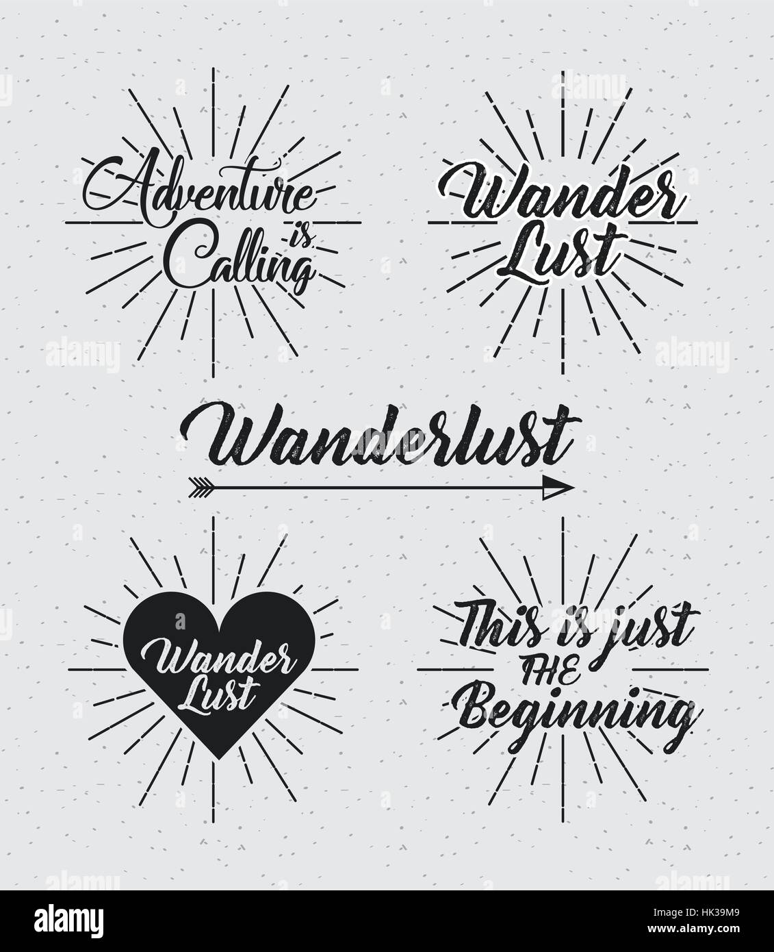wanderlust emblems over white background. vector illustration Stock ...